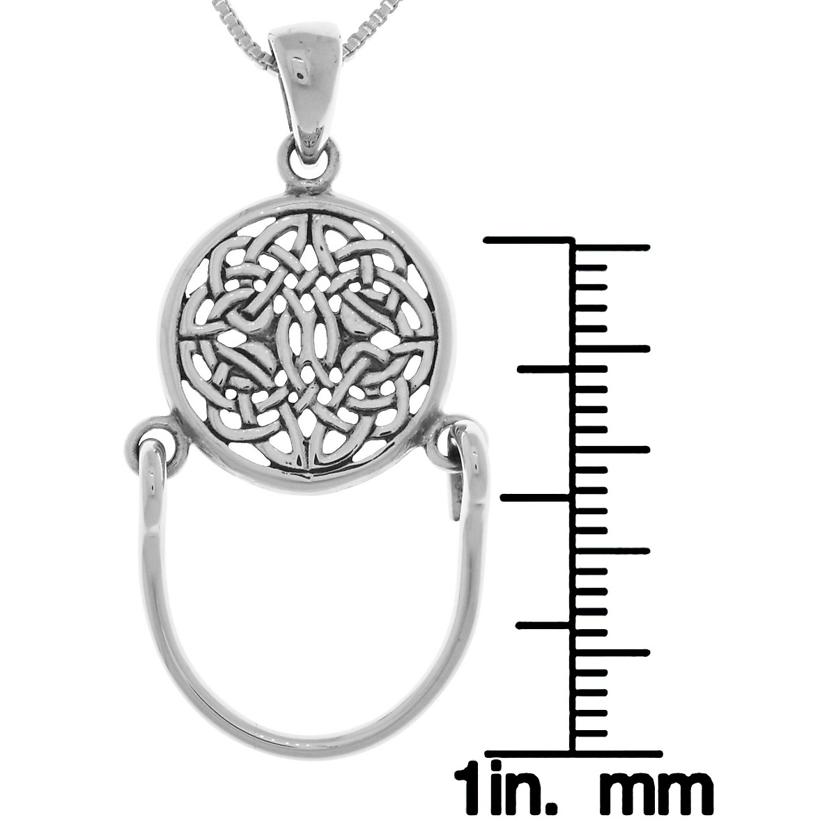 Jewelry Trends Sterling Silver Celtic Knotwork Charm Holder Round Pendant Necklace 18"