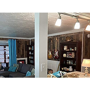 A La Maison Ceilings R82 Circles and Stars Foam Glue-up Ceiling Tile (128 sq. ft./Case), Pack of 48, Plain White