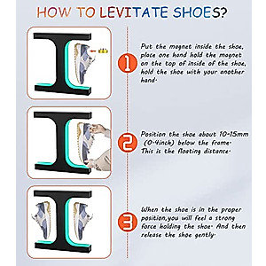 Meticuloso Levitating Shoe Display Stand, LED Floating Shoe Display, for Shoe Weight <550g Magnetic Levitating Sneaker Stand for Shoes Collectors Advertising Exhibition Shoe