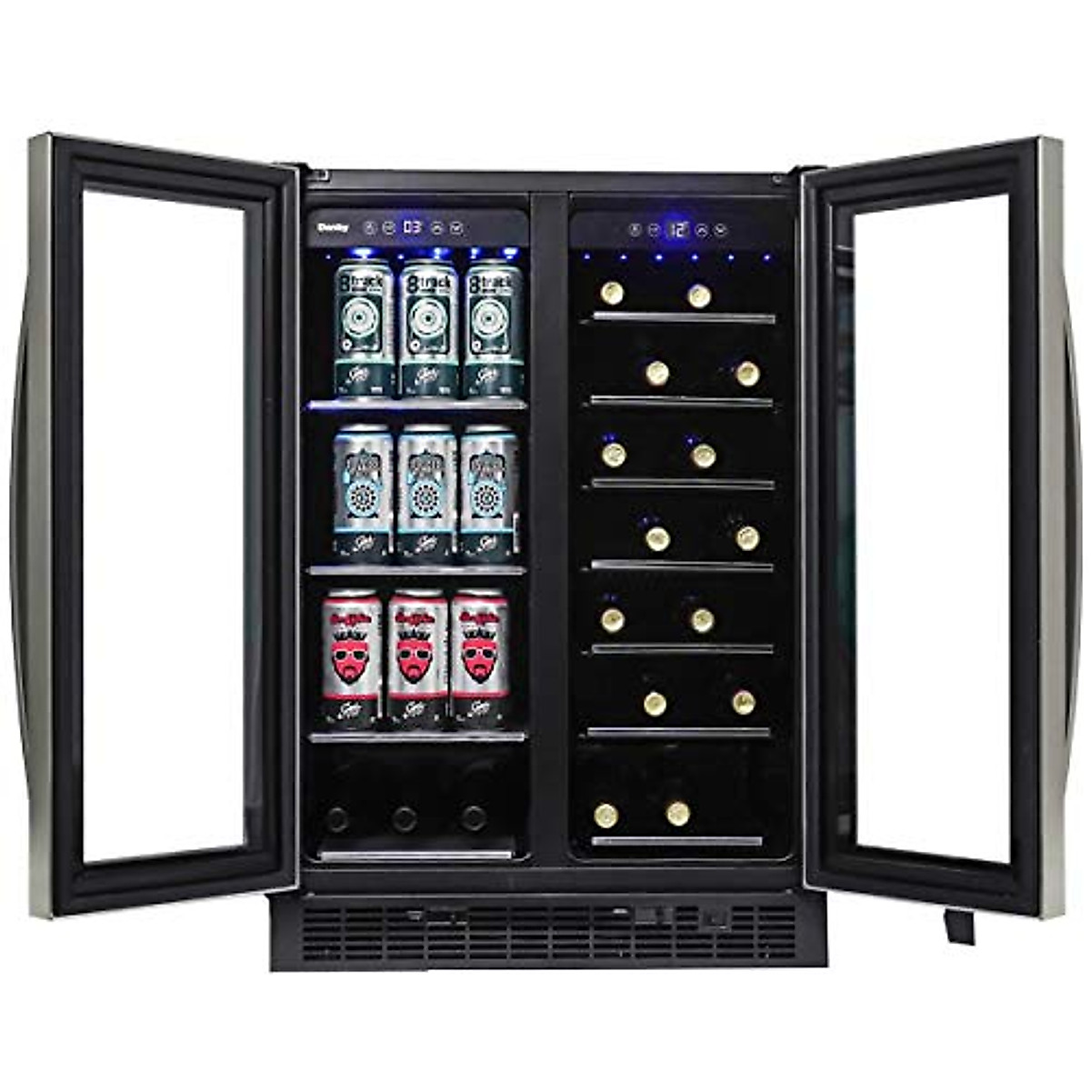 Danby DBC052A1BSS Built In Beverage Center, French Door Under Counter Beverage Cooler For Chilling Wine, Beer, Pop - In Stainless Steel - For Kitchen, Home Bar