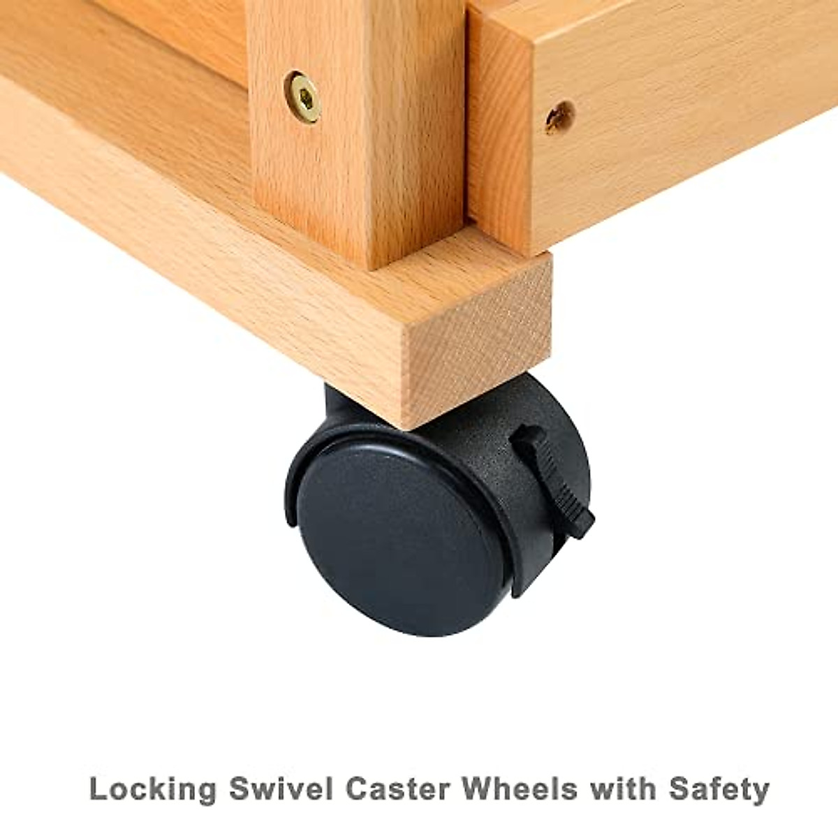 MEEDEN Art Cart Storage Organizer, 3-Tier Rolling Utility Studio Taboret with Caster Wheels, Multifunctional Storage Trolley Shelving Unit on Wheels, Solid Beechwood Art Supplies Studio Cart Classroom