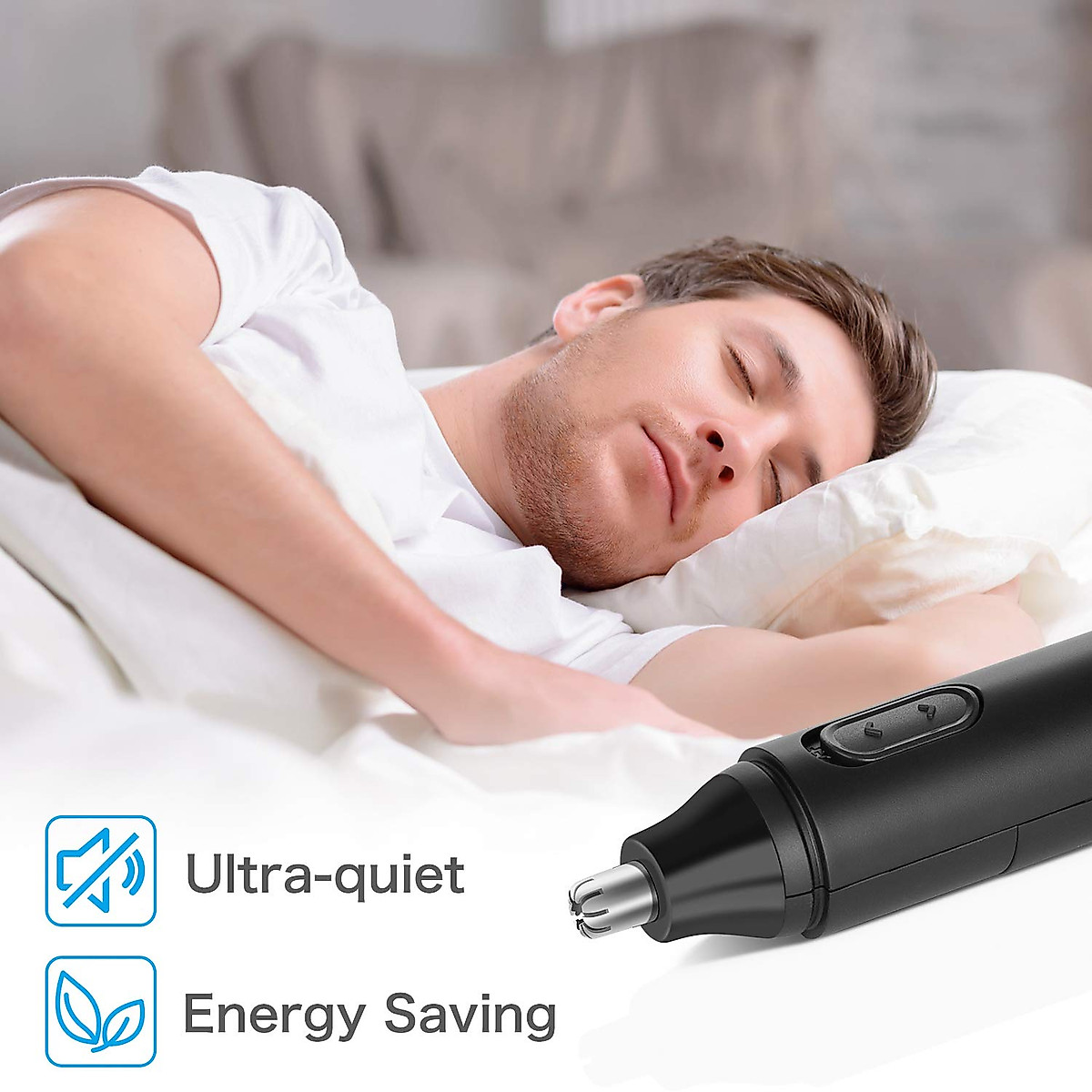 Nose and Ear Hair Trimmer, Professional Painless Nose Hair Remover for Men and Women, Battery-Operated, Waterproof Stainless Steel Head, Dual Edge Blades, Mute Motor, Cleaning Brush