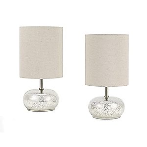 Catalina 18577-000 Modern 2-Pack Matching Mecury Glass Accent Table Lamps, 12, Classic Silver Mercury