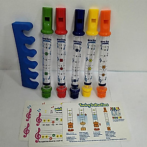 5 Pcs Water Flutes Bath Toy Set (Included Music Sheets) Colorful Water Whistling Kids Fun Bath Toys Bath Tub Tunes Music Toy for Toddler Boys Girls