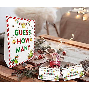 Christmas Bridal Shower Game Sign and Card, Christmas Guess How Many Party Game Set, 1 Sign With 50 Guess Tickets –LK-016