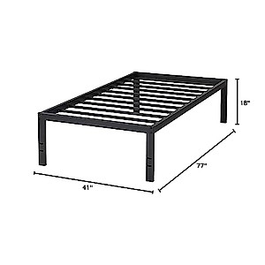 Olee Sleep 18inch Tall Steel Slat / Non-slip Support S-3500 High Profile Platform Bed Frame, Twin