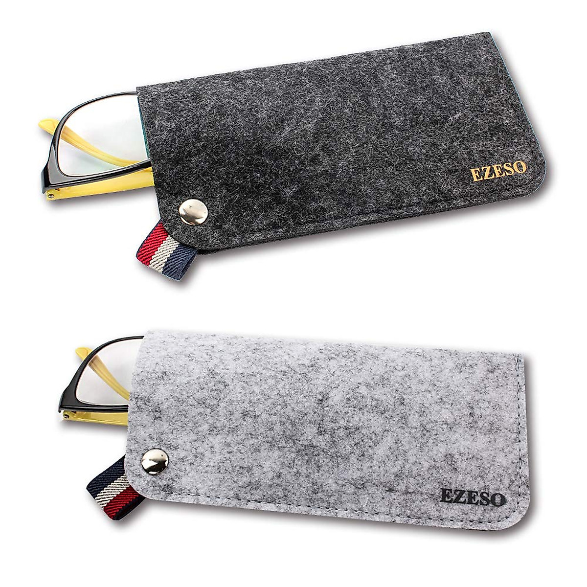 EZESO ESSENTIAL SKINCARE 3 Pack Eyeglass Cases - Soft Felt Slip-in Pouch Case - Glasses Storage Case Makeup Pouch