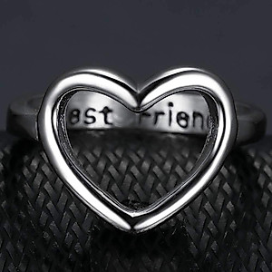 Jude Jewelers Stainless Steel Open Heart Karma Best Friend Statement Promise Anniversary Ring (Silver, 10)