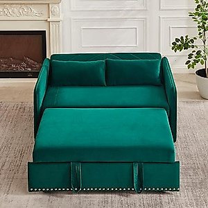 Eafurn 3 in 1 Convertible Loveseat Sofa with Pull Out Sleeper Bed, Small Love Seat Futon Couch Sofabed with Adjustable Backrest, Multi-Functional Upholstery Reclining Chaise Lounge for Living Room