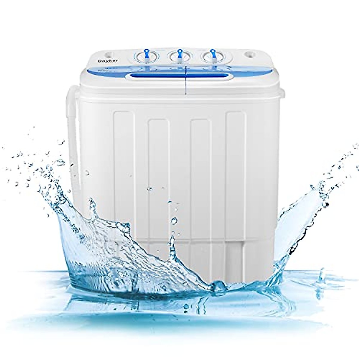 YOLENY 2IN1 Compact Mini Twin Tub Washing Machine, 16.5lbs Capacity w/Wash and Spin Cycle Combo, Timer Control, Built-in Gravity Drain, Portable Washer and Dryer Combo for Apartments, Dorms, Condos, RVs, Camping, Blue