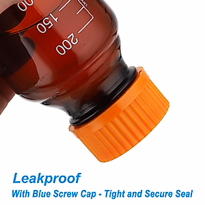 PATIKIL 4 Pack Reagent Media Storage Bottles, 100ml Borosilicate Glass Graduated Round Bottles with Orange GL32 Screw Cap for Lab Water Reagent Liquids, Amber