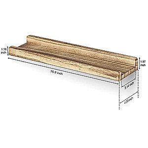 Emfogo Wall Shelves with Ledge 16.9 inch Wood Picture Shelf Rustic Floating Shelves Set of 3 for Storage and Display Rustic Brown