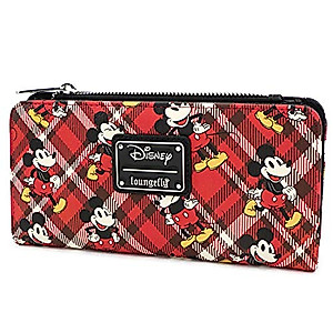 Loungefly Faux Leather x Mickey Mouse Plaid Wallet (Multicolored, One Size)