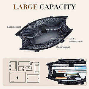 ECOSUSI Laptop Tote Bag Laptop Bag 15.6 inch Work Shoulder Briefcase Computer Messenger with Clutch Satchel Handbag 2 PCS Set