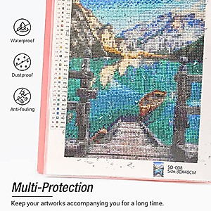 Bougimal Diamond Painting Storage Book, Diamond Painting Accessories with 20 Pocket up to 40 Pics, Diamond Art Accessories and Tools for Artwork Display and Protection, A3 12x16 Inches, Pink