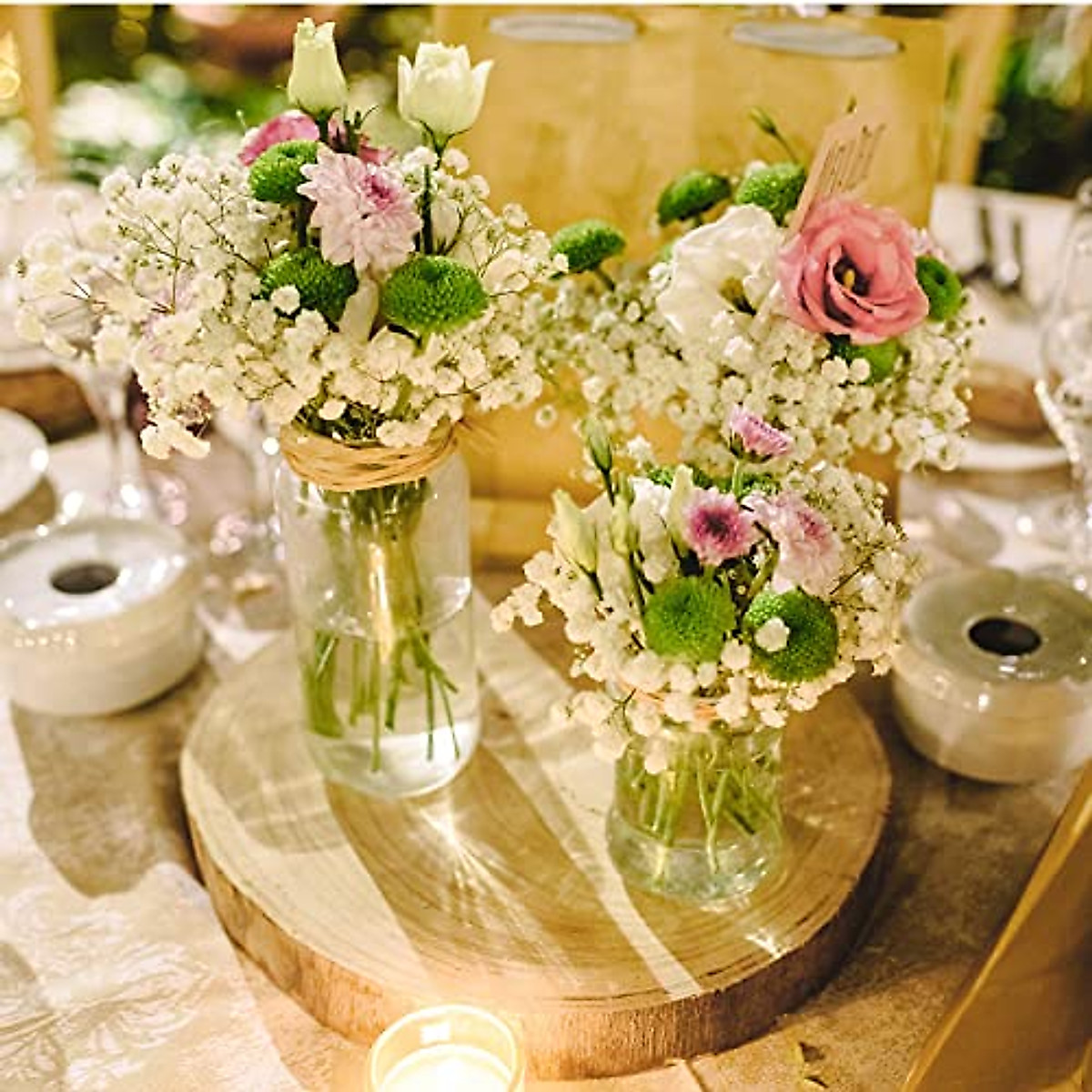 Caydo 10 Piece 9-10 Inch Large Paulownia Wood Slices with 10 Piece Wood Table Number Card Holders and 10 Pieces Cards for Wedding Table Centerpiece Decoration and Home Decoration