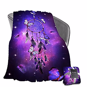 Wucidici Dream Catcher Butterfly Fleece Throw Blanket Soft Lightweight Blanket for Couch Sofa Adults Gift(50"x 60")