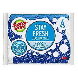 Scotch-Brite Scrub Dots Non-Scratch Scrub Sponge, Rinses Clean, For Washing Dishes and Cleaning Kitchen, 6 Scrub Sponges