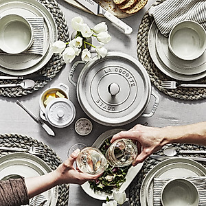 STAUB Ceramics Dutch Oven 3-piece Mini Round Cocotte, White