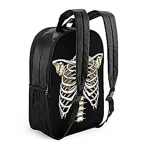 Skeleton Drinking Coffee Reversible Backpack Large Bookbag Double Sided Prints Travel Backpack Adult Unisex Casual Laptop Daypack School Backpack for Men Women College Students, 17 Inch, Black