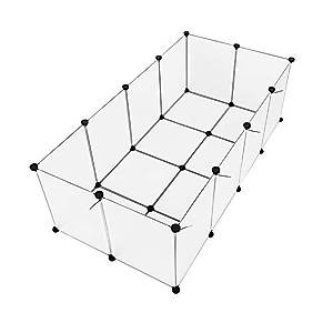 Pet Playpen, Rabbit Fence, Guinea Pig Cage, Fence Cage with Bottom for Small Animals Guinea Pigs, Hamsters, Bunnies, Rabbits, white