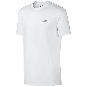 NIKE Sportswear Men's Club Embroidered Futura Tee, White/Black, Medium