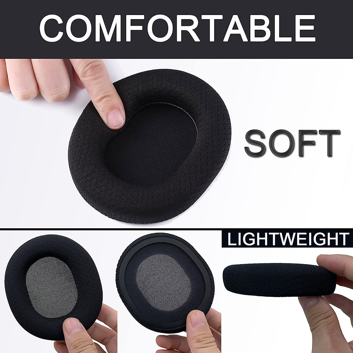 Earpads for SteelSeries Arctis 7 5 3 Replacement Ear Cushion Pads with Protein Leather and Memory Foam for SteelSeries Arctis 7 5 3 Gaming Headphones, A Pair, Black