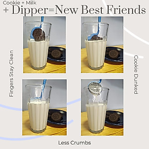 COOKIE DIP AND OREO COOKIES. Six Cream Filled Sandwich Cookies With Milk Dipper Kitchen Utensil Blue Dunking Tool (1 Snack Pack, 2 Items Total)