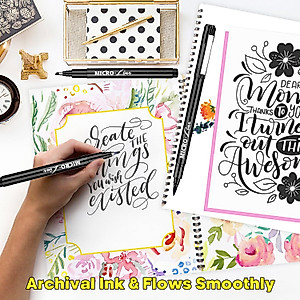 Dyvicl Hand Lettering Pens, Calligraphy Brush Pens Art Markers for Beginners Writing, Sketching, Art Drawing, Illustration, Scrapbooking, Journaling, Black Ink Pen Set, 8 Sizes