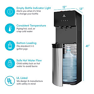 Avalon Bottom Loading Water Cooler Dispenser with BioGuard- 3 Temperature Settings- UL/Energy Star Approved- Bottled