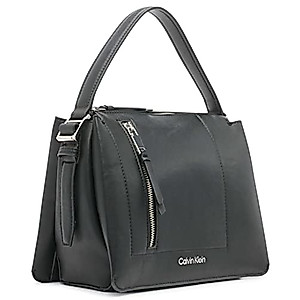 Calvin Klein Hazel Top Zip Organizational Crossbody, Black/Silver