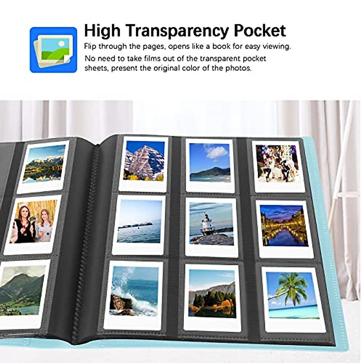 432 Pockets Photo Album for Fujifilm Instax Mini Camera, Polaroid Camera, for Fujifilm Instax Mini 11 12 9 40 Evo Liplay 8 7+ Instant Camera, Photo Album for Polaroid Kodak HP Zink 2x3" Photo (Blue)