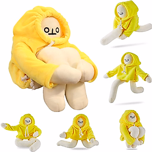 NatureMan 14 Inch Banana Doll Man Plush Banana Toy with Magnet Funny Changeable Plush Pillow Toy Man Doll Decompression Toy for Boys Girls Birthday Gifts