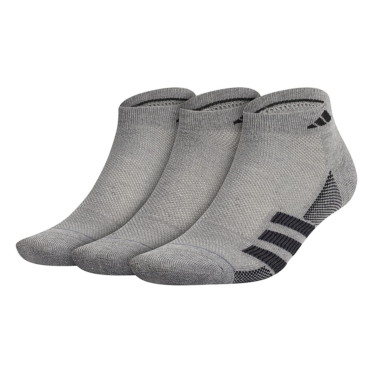 adidas Men's Superlite Stripe II 3-Pack Low Cut, Heather Grey/Black/Night Grey, Large