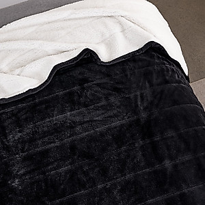 KORBLISS Faux Fur Quilt Twin Blanket for Couch, 480GSM Fuzzy Soft and Warm Coverlet Light Weight Quilted Blanket for Sofa, Chair, Bed, Bedroom, 60x80 Inches,Black Stripe