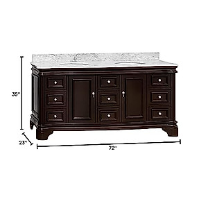 Kitchen Bath Collection Katherine 72-inch Double Bathroom Vanity (Chocolate/Carrara): Includes Chocolate Cabinet with Authentic Italian Carrara Marble Countertop and White Ceramic Sinks