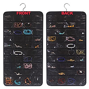 DIOMMELL 80 Pockets Hanging Jewelry Organizer for women, Storage Bag for Earrings Necklace Bracelet Ring accessory display holder box