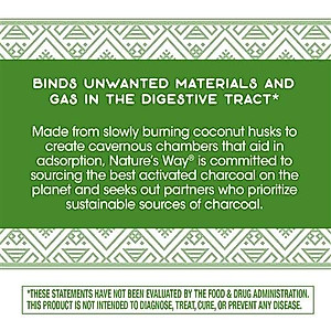Nature's Way Activated Charcoal, Binds Unwanted Materials and Gas*, 560mg per Serving, 360 Capsules