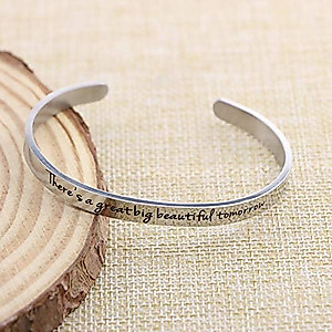 Awegift Motivational Gifts for Women Mantra Quote Cuff Bangle Bracelet Inspirational Jewelry There's a great big beautiful tomorrow