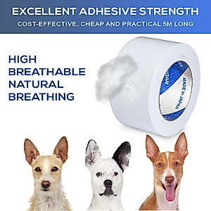 PETTIST Ear Tape for Dogs 2 Pack with Dog Ear Cleaner Cotton Swabs, Self Adhesive Cotton Tape for Dog Ear Protection and Support, Ear Care Set for Dogs (Tape Width_1 inch(25mm))