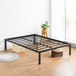 Olee Sleep 16 Inch Dura Metal Steel Slate Bed Frame, Twin XL, Black