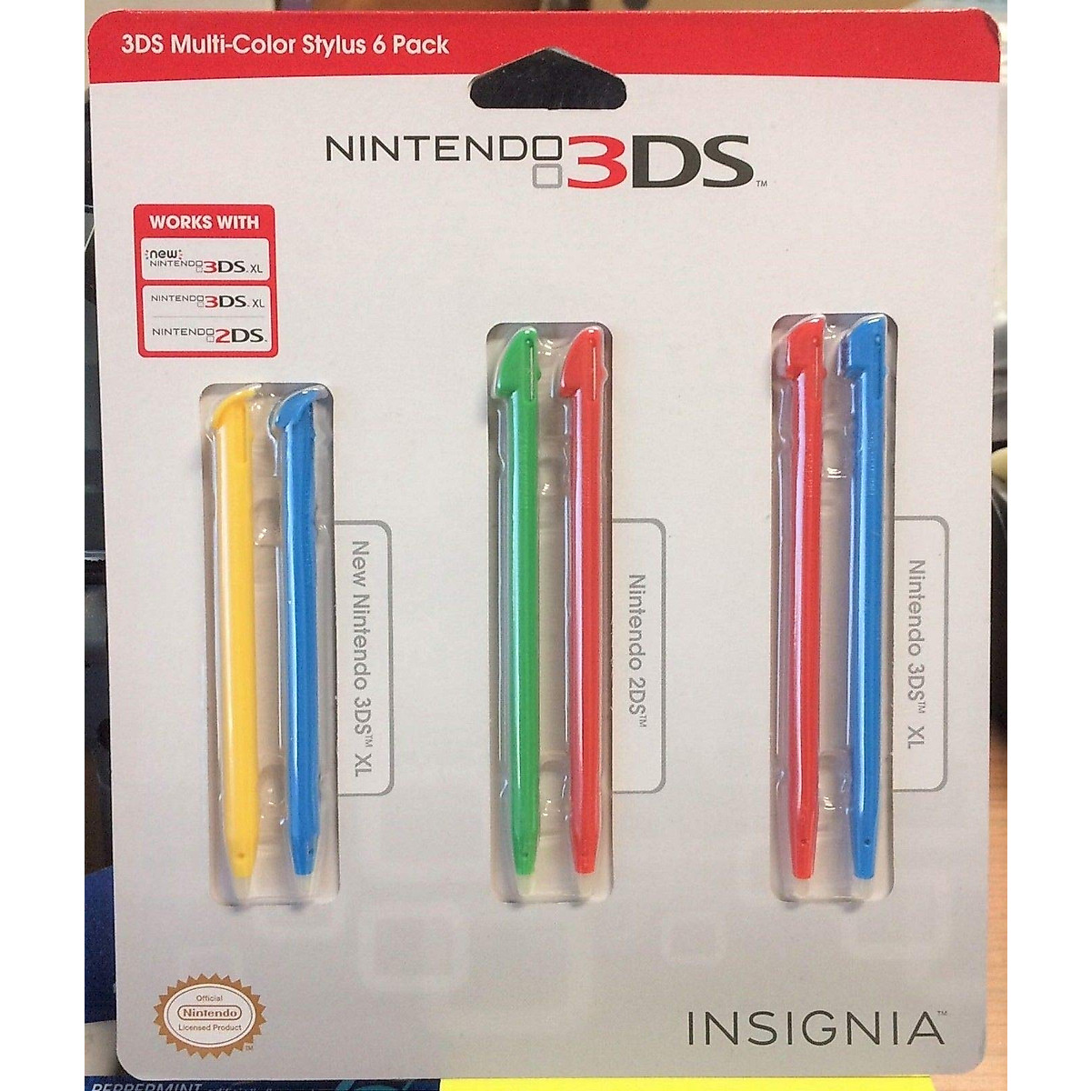 Insignia Multicolor Styluses for New Nintendo 3DS XL, 3DS XL and 2DS 6 PACK, NS-GN3DSSP101