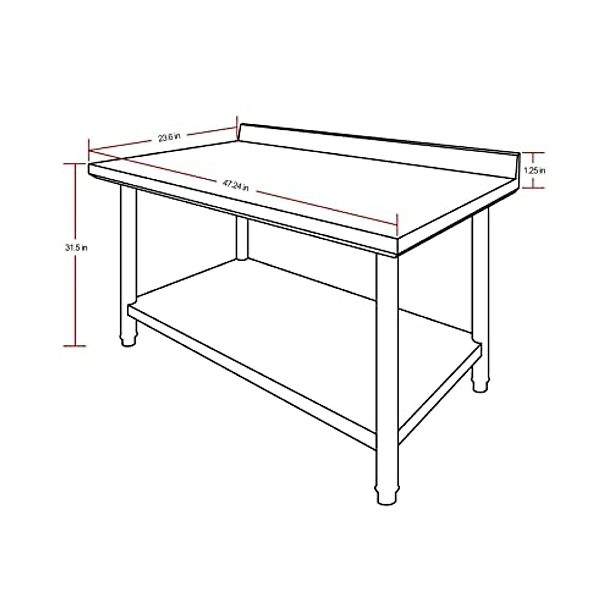 24"x48" Stainless Steel Work Table with Backsplash