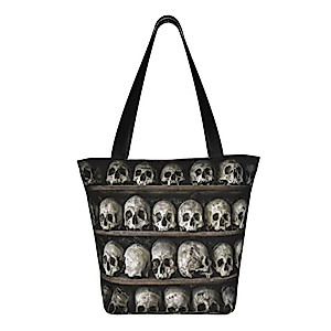 Skulls Head Bones Death Skull Women's Shoulder Handbag Portable Tote Bag Storage Handle Bag