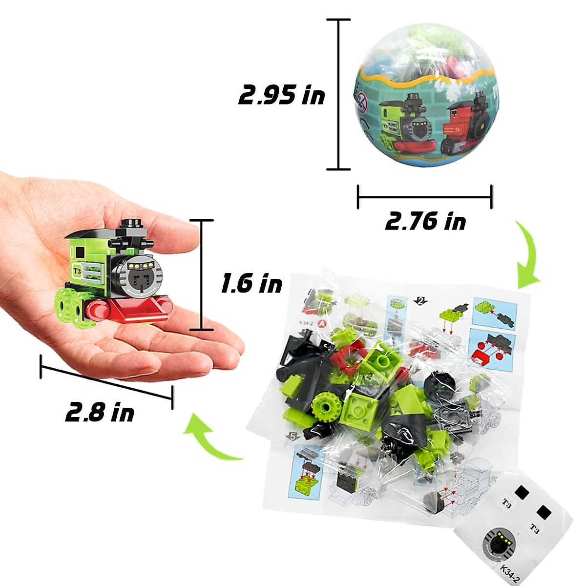 UMEELR Building Blocks, 12PCS Train Toys Surprise Eggs Sets, Easter Egg Train Building Blocks for Kids, Easter Gift, Party Prizes, Baby's First Birthday, Ages 2+