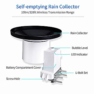 ECOWITT WH5360B Wireless Rain Gauge High Precision Digital 3-in-1 Weather Station with Indoor Thermometer and Hygrometer