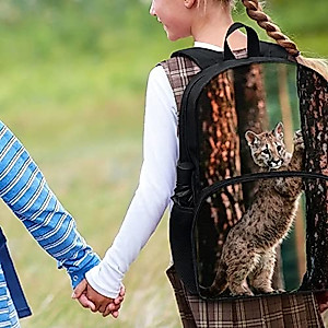 Allcute Girls Boys Novelty School Bag Animal Cougar Print Print Large Capacity Backpack for Student Teens Comfy Padded Lightweight Bookbag with Front Pocket 17 Inch