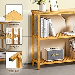 SINWANT Narrow Console Table,Bamboo Sofa Table with 2 Mesh Shelves,Entryway Table Foyer Table for Hallyway,Front Hall,Couch,Living Room,Kitchen etc. Long Console Tables for Entryway,39.4 inch