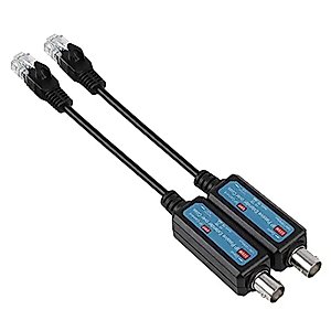 8MP IP Passive Extender Ethernet Over Coax 1-CH, IP Network to Coaxial Transmitter IP Network, Converter Fit CCTV Camera UTP RG59/ RJ45 4-Wired BNC Video Balun