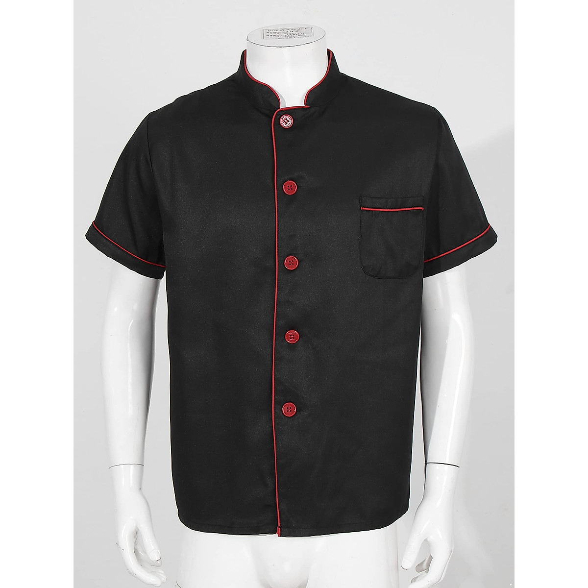 YOOJOO Men's Chef Coat Uniform Short Sleeve Cook Jacket Restaurant Kitchen Work Clothes 03 Large